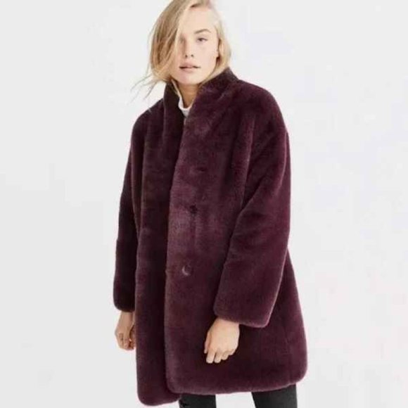 Abercrombie & Fitch | Jackets & Coats | Purple Fluffy Faux Fur Teddy ...